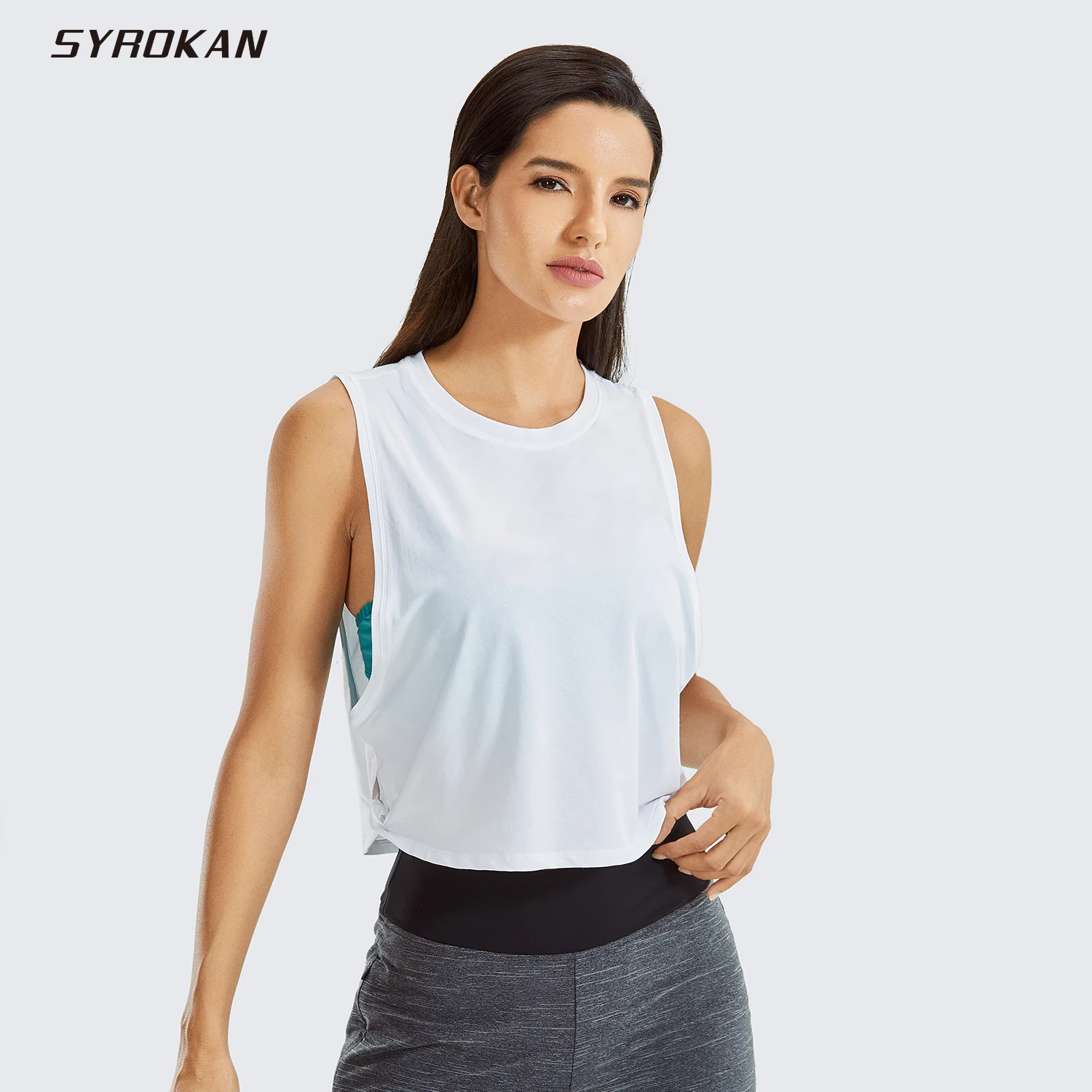 SYROKAN-Cotton-Sports-Shirt-Women-s-Pima-Workout-Tank-Crop-Sleeveless ...