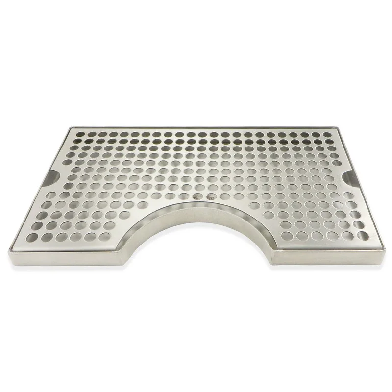 Surface Mount Stainless Steel Drip Tray with 3" Column Cut-Out No Drain