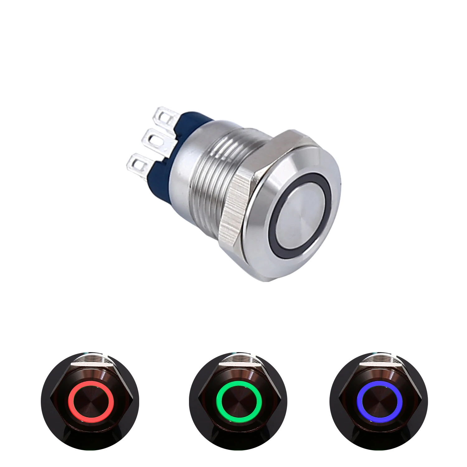 Onpow 12mm Tri-color Rgb Momentary Mini Stainless Steel Push Button ...