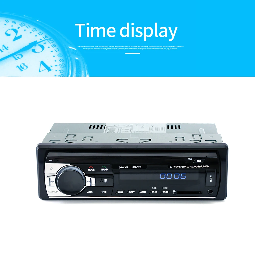 Autoradio JSD520, Bluetooth, 12V, FM, entrée Aux, 1 Din, lecteur stéréo ...