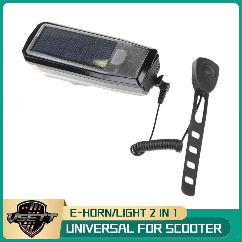 Universal-Waterproof-Solar-Headlight-Horn-for-Electric-Scooter-USB-LED ...