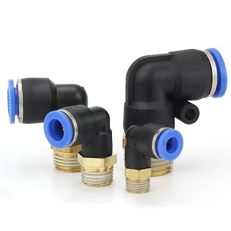 Conector de codo macho neumático PL, accesorio de enchufe, tubo de empuje de aire, solo OD 14 ...