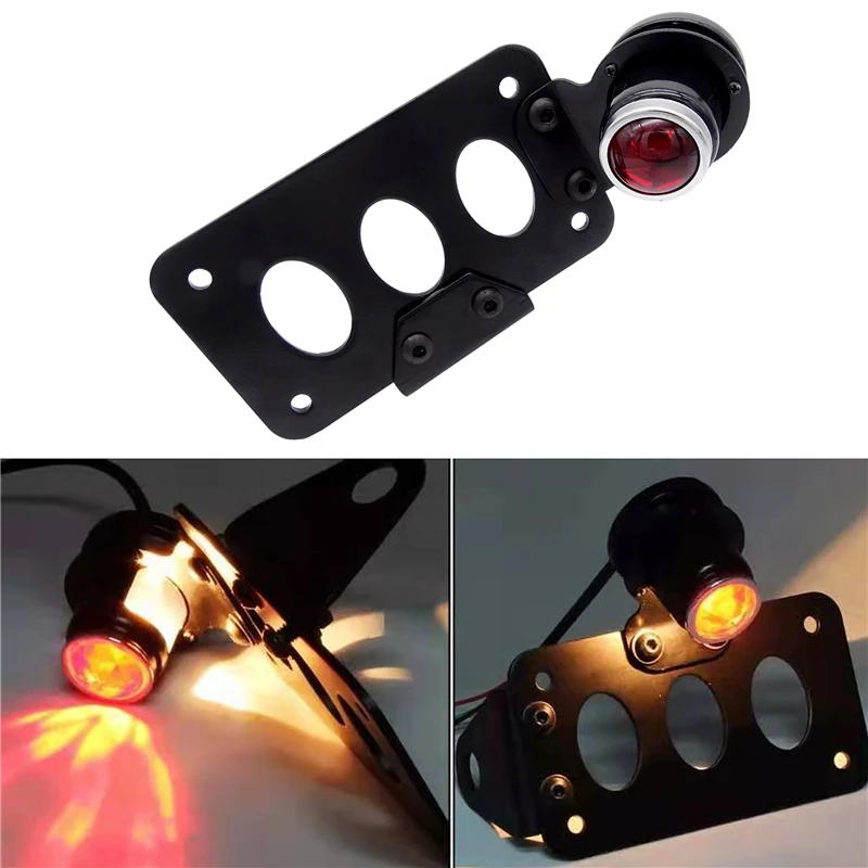 Universal Motorcycles License Plate Bracket Twin Light Integrated Tail ...
