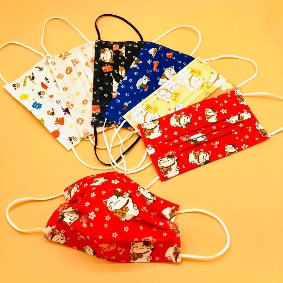 50Pcs-Adult-Lucky-Cat-Masks-6-Mixed-Disposable-Masks-Three-layer ...