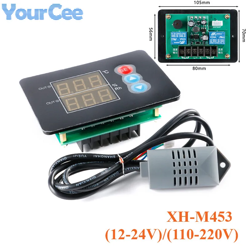 XH M453 듀얼 디지털 디스플레이 온도 습도 컨트롤러 모듈, 고정밀 스위치 출력 동기화, 12 24V, 110 220V ...