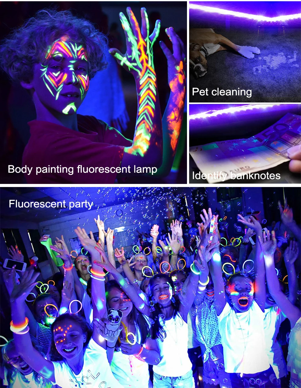 BANDE LED,No Waterproof-1m--Bande lumineuse LED UV SMD2835, ruban de lampe Flexible, DC5V, 0.5M ...