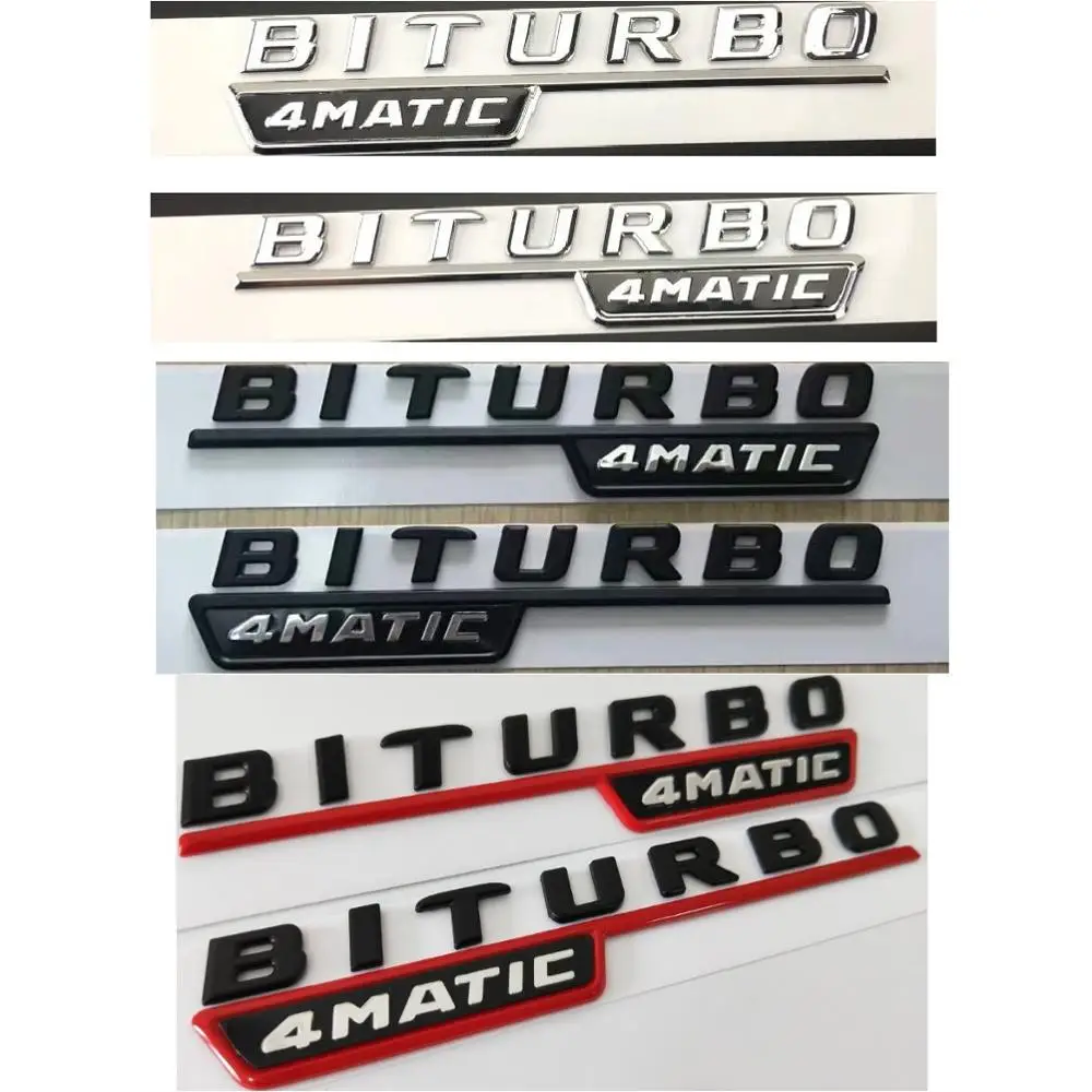 1 Pair Flat Font BITURBO4matic Fender Letters Emblems Badge Sticker for ...