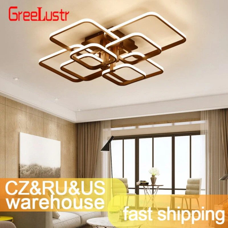 Modern Acylic Led Dimming Ceiling Chandelier Lamp Square Led Plafon ...
