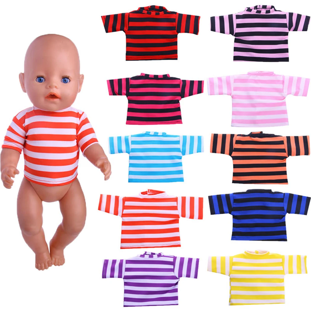 Striped-Doll-T-Shirt-For-Americna-18-Inch-43cm-Born-Baby-Doll-Clothes ...