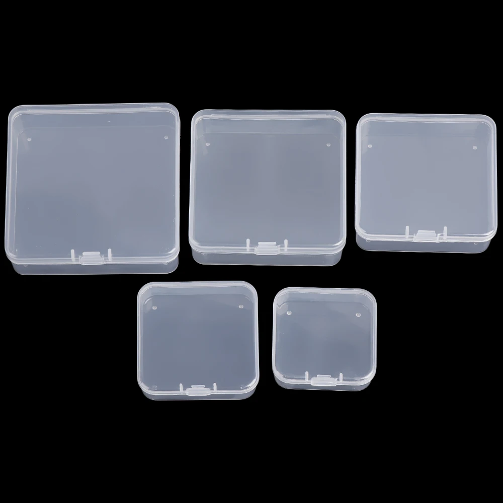 9Sizes-Square-Plastic-Transparent-Storage-Box-Small-Items-Sundries ...