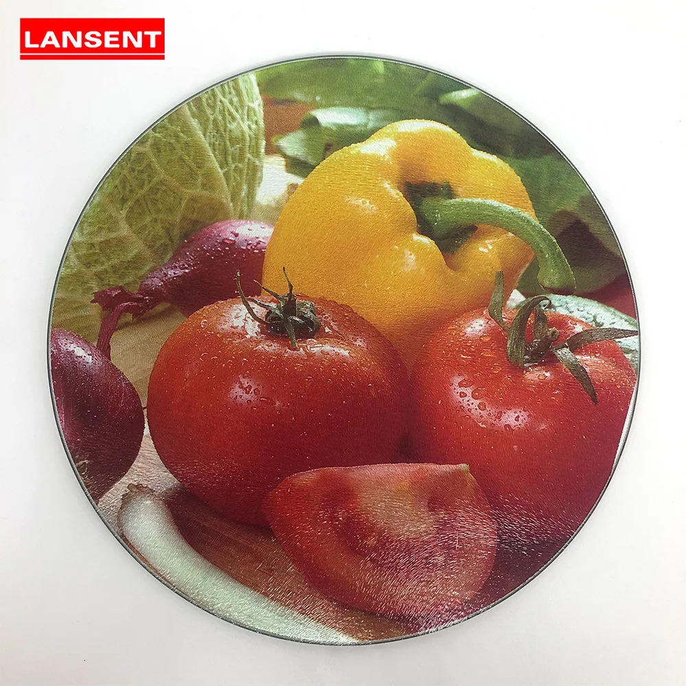 Factory direct sales Round customized Tempered Glass Chopping Board ...