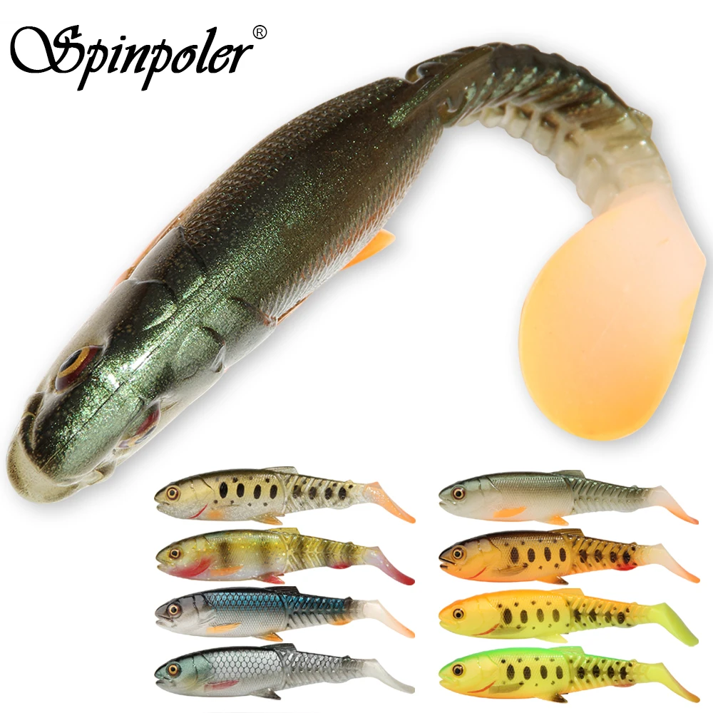 Spinpoler Soft Fishing Lure Shad Paddletail Mix Color 65mm/85mm/105mm ...