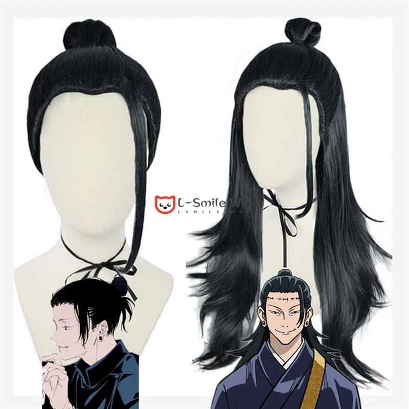 2 Styles Anime Jujutsu Kaisen Cosplay Wig Suguru Geto Kenjaku Black ...
