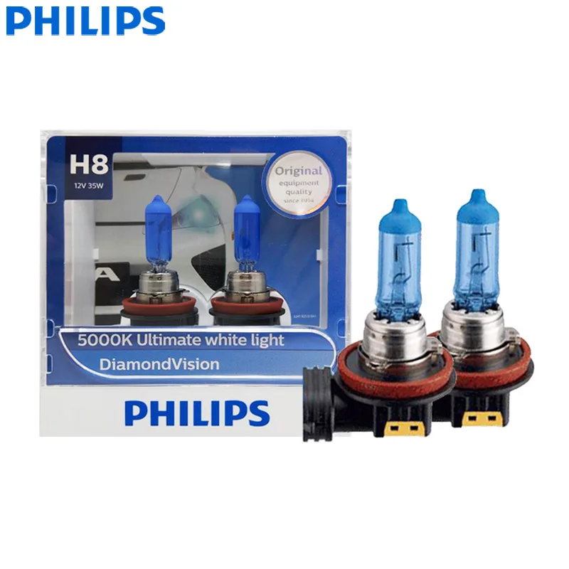 Philips Diamond Vision H8 12V 35W PGJ19-1 12360DVS2 5000K Cool White ...