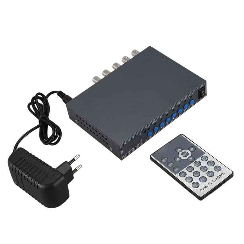 VGA 4CH Color CCTV Security Camera Video Processor Quad Splitter Remote ...