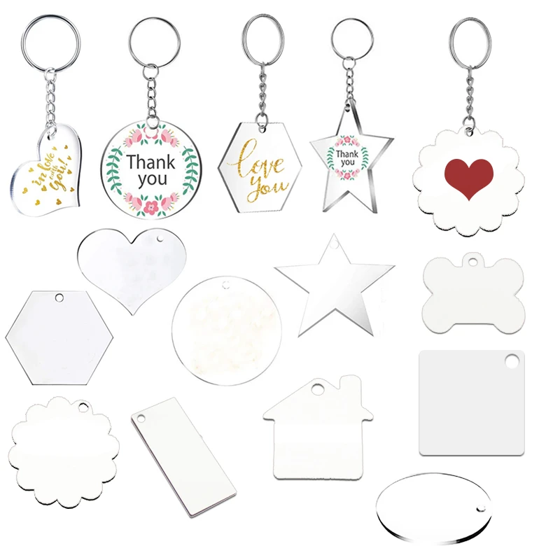 Transparent Acrylic Blanks For Keychains Kit With Key Rings Jump Ring ...