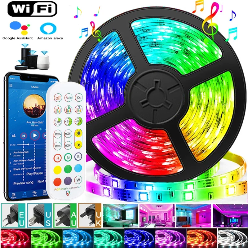 Rgb5050 Led Strip Lights Bluetooth Wifi Flexible Ribbon Lamp Tape ...