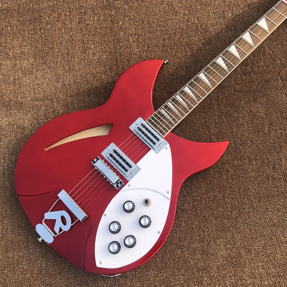 Gran-oferta-de-Metal-Color-rojo-Jazz-Semi-hueco-Guitarra-Rickenback ...