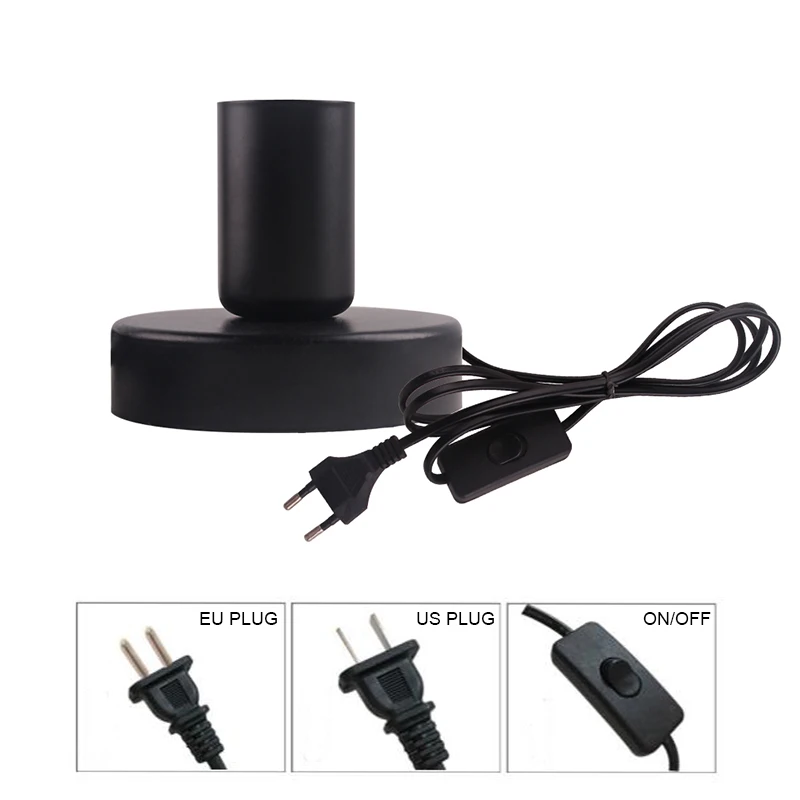 E27 Socket Vintage Metal Table Lamp Base Holder 220V EU US Plug Retro ...