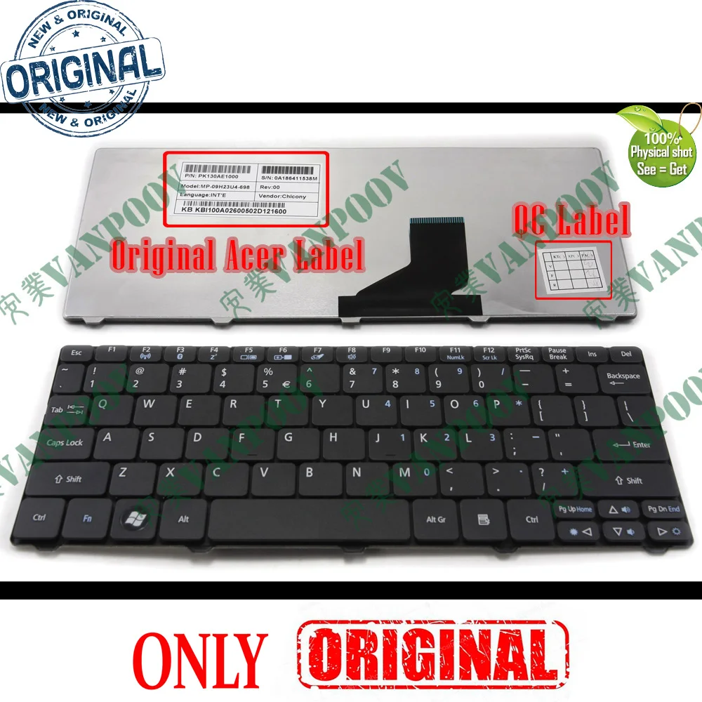 New Notebook Laptop Keyboard for Acer Aspire One 532H AO532H 521 D255 ...
