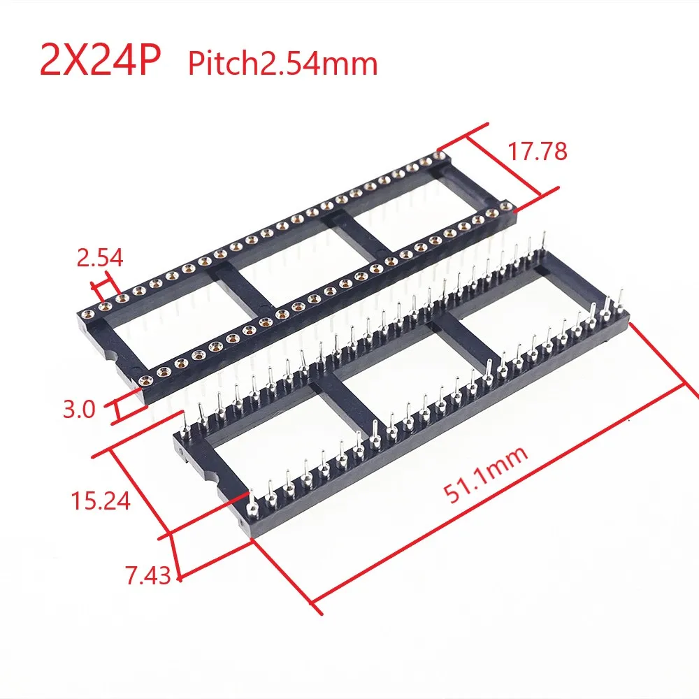 5pcs IC Socket 48 Pin DIP Machined Pin Socket Round Sleeve inner 0.5 mm ...