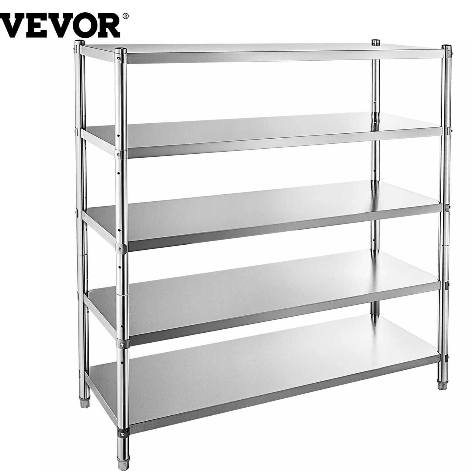 Vevor Commercial Storage Shelf Warehouse Rack Stainless Steel 4-tier 5 ...