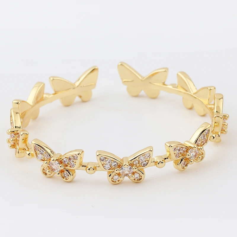 New-Arrival-Crystal-Butterfly-Bangle-Femme-Copper-Gold-Color-Chain ...