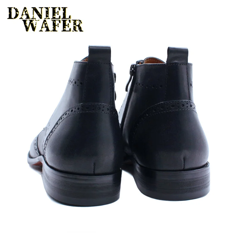 Handmade Men Ankle Boots Casual Leather Shoes Western Cowboy Boots ...