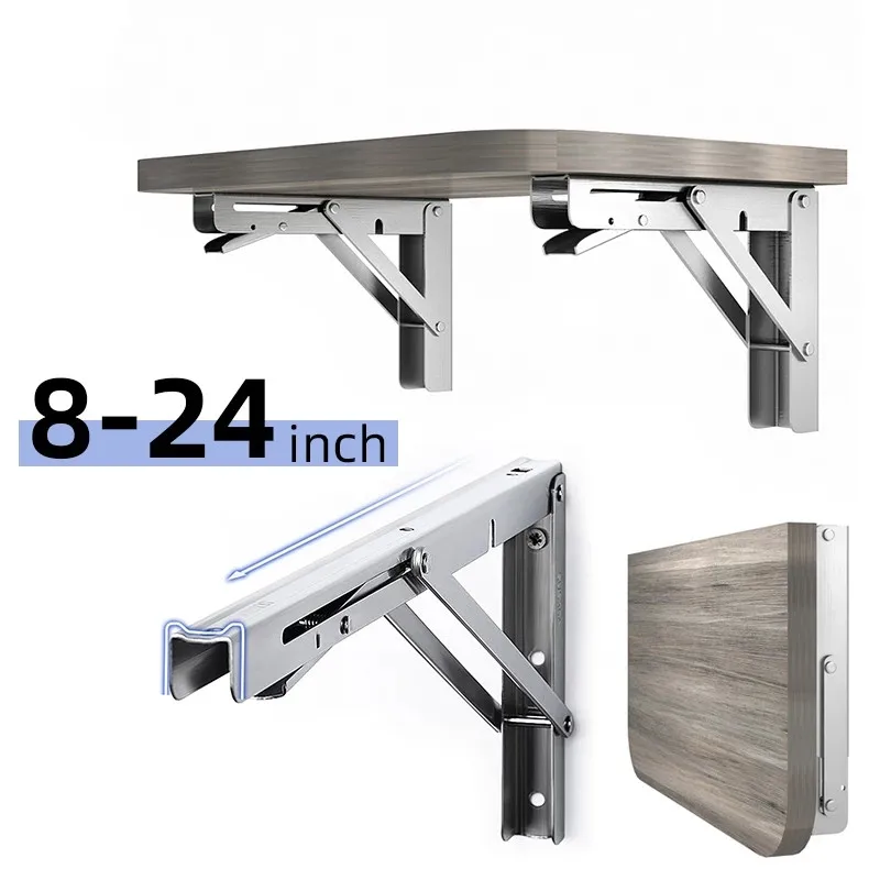 2PCS-8-24-Inch-Stainless-Steel-Heavy-Duty-Folding-Bracket-High-Load ...