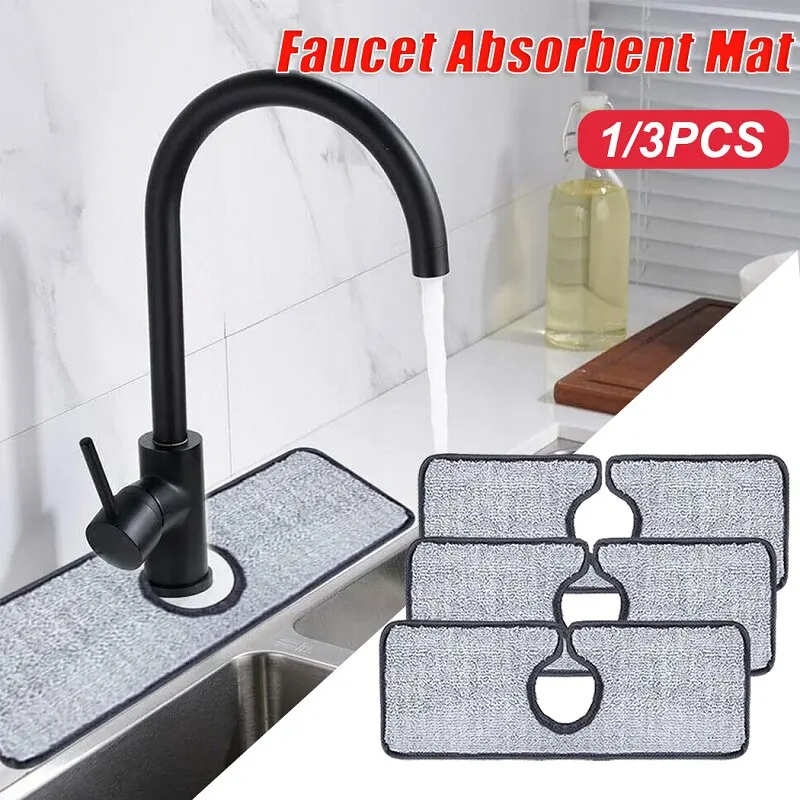 Kitchen Faucet Absorbent Mat Sink Splash Guard Microfiber Faucet Splash ...