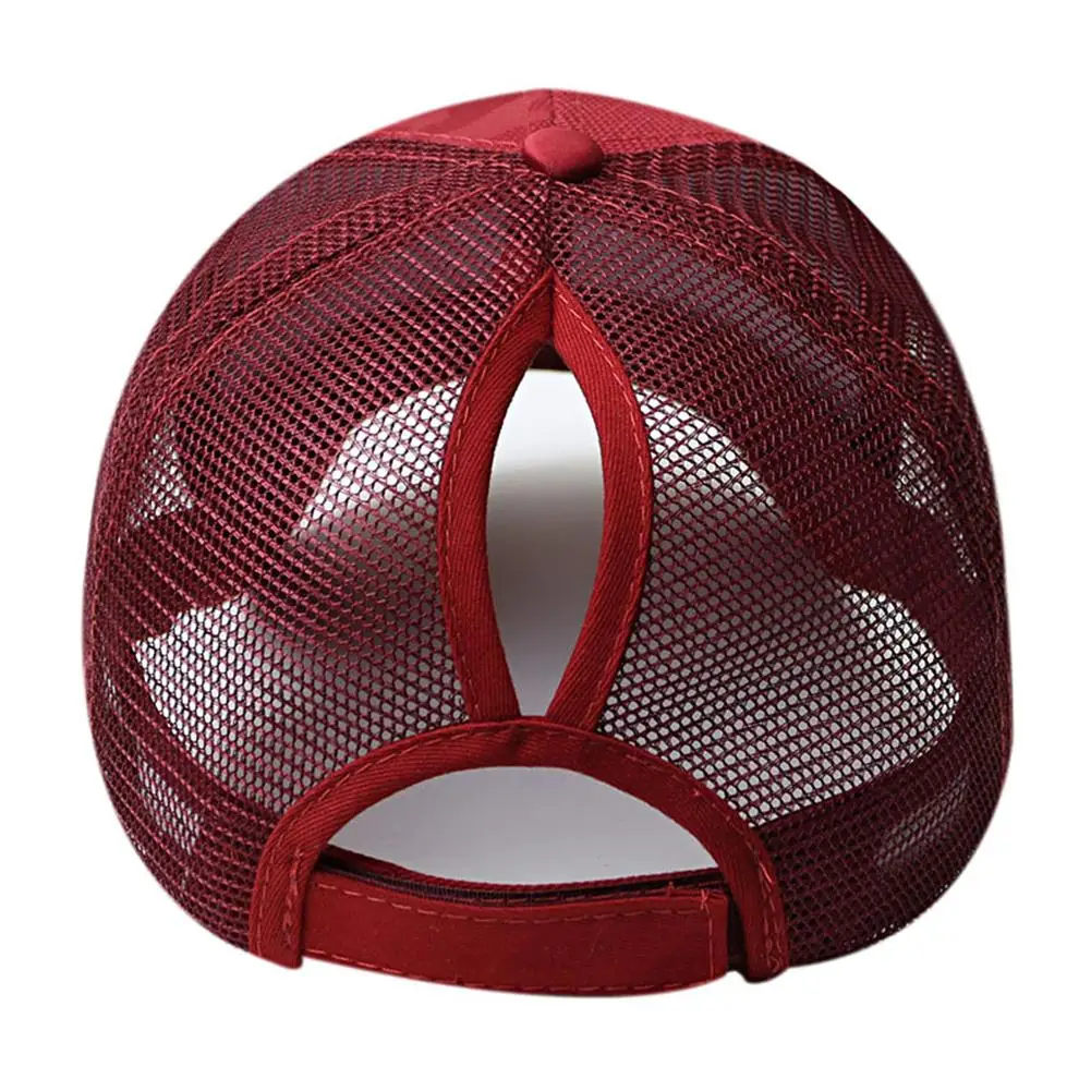 Sports Men Hat Mesh Summer Breathable Quick dry Solid Color Ponytail ...