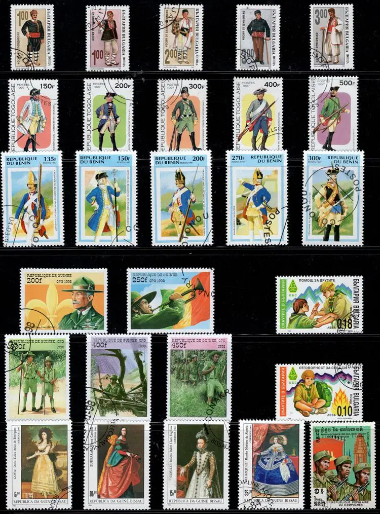 50Pcs-Lot-National-Costume-Clothes-Stamp-All-Different-From-Many ...
