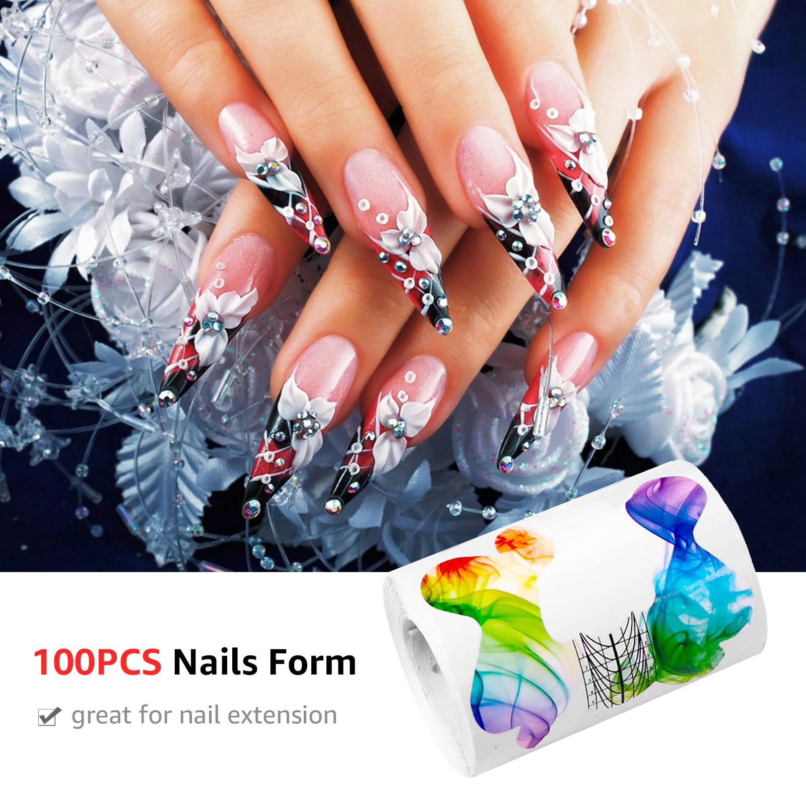 100PCS-Nails-Form-Nail-Art-Tips-Guide-Sticker-Adhesive-Dustproof-Nail ...