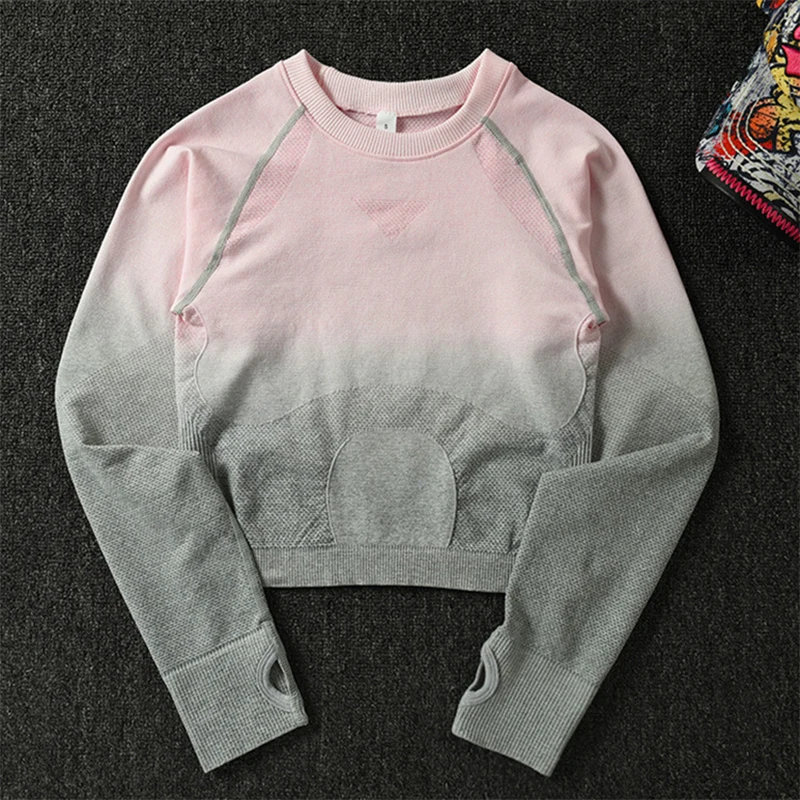 Zhangyunuo Ombre бесшовная футболка для йоги с коротким рукавом ...