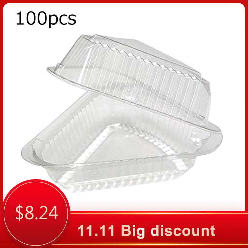100PCS Segitiga Plastik Pie Sandwich Kue Box Snack Kue Transparan Wadah ...