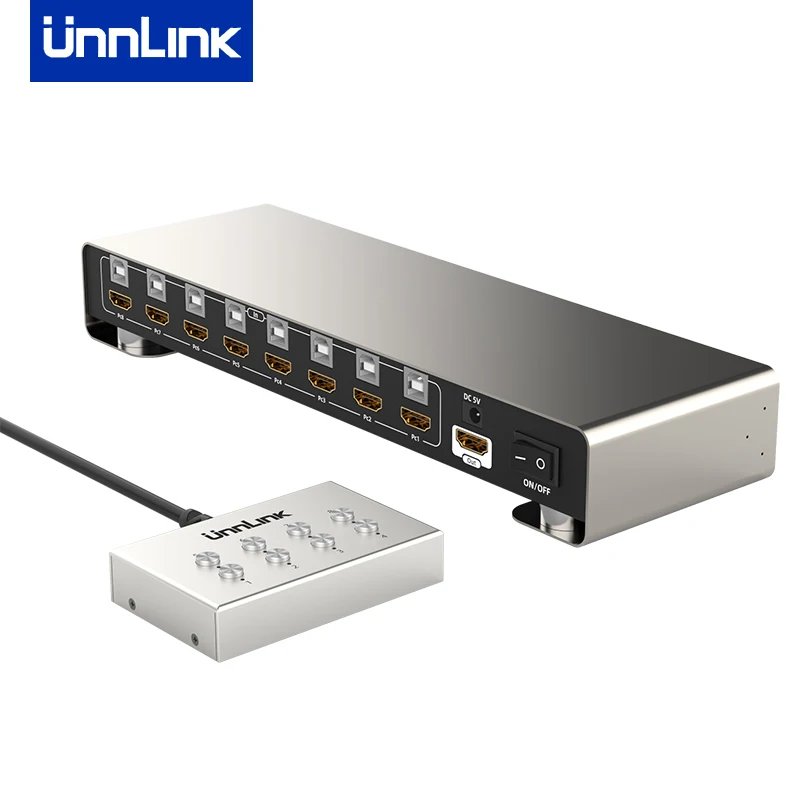 Unnlink HDMI KVM Switch 4K 30Hz Switcher 8 Host Share 1 Monitor 4 USB ...