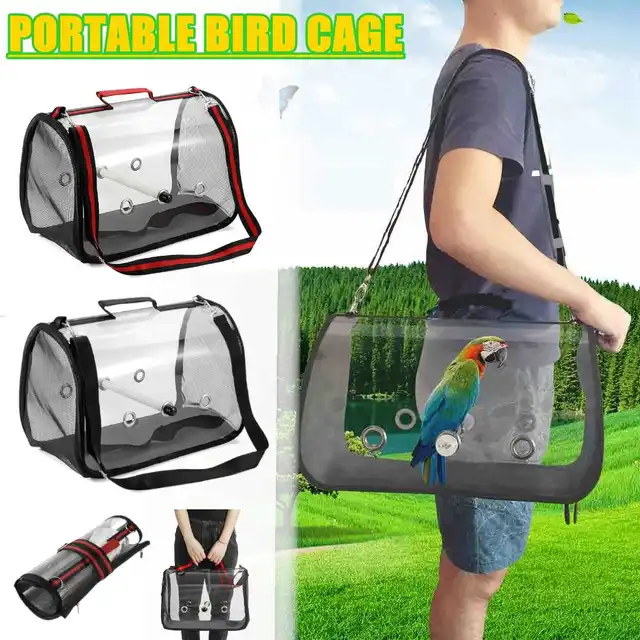Transparent Pet Parrot Handbag Carrying Cage Outdoor Travel Breathable ...