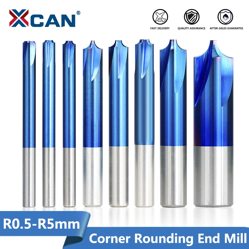 XCAN Carbide End Milling Cutter 1pc R0.5 R5.0 Nano Blue Coated Corner Rounding End Mill Radius ...