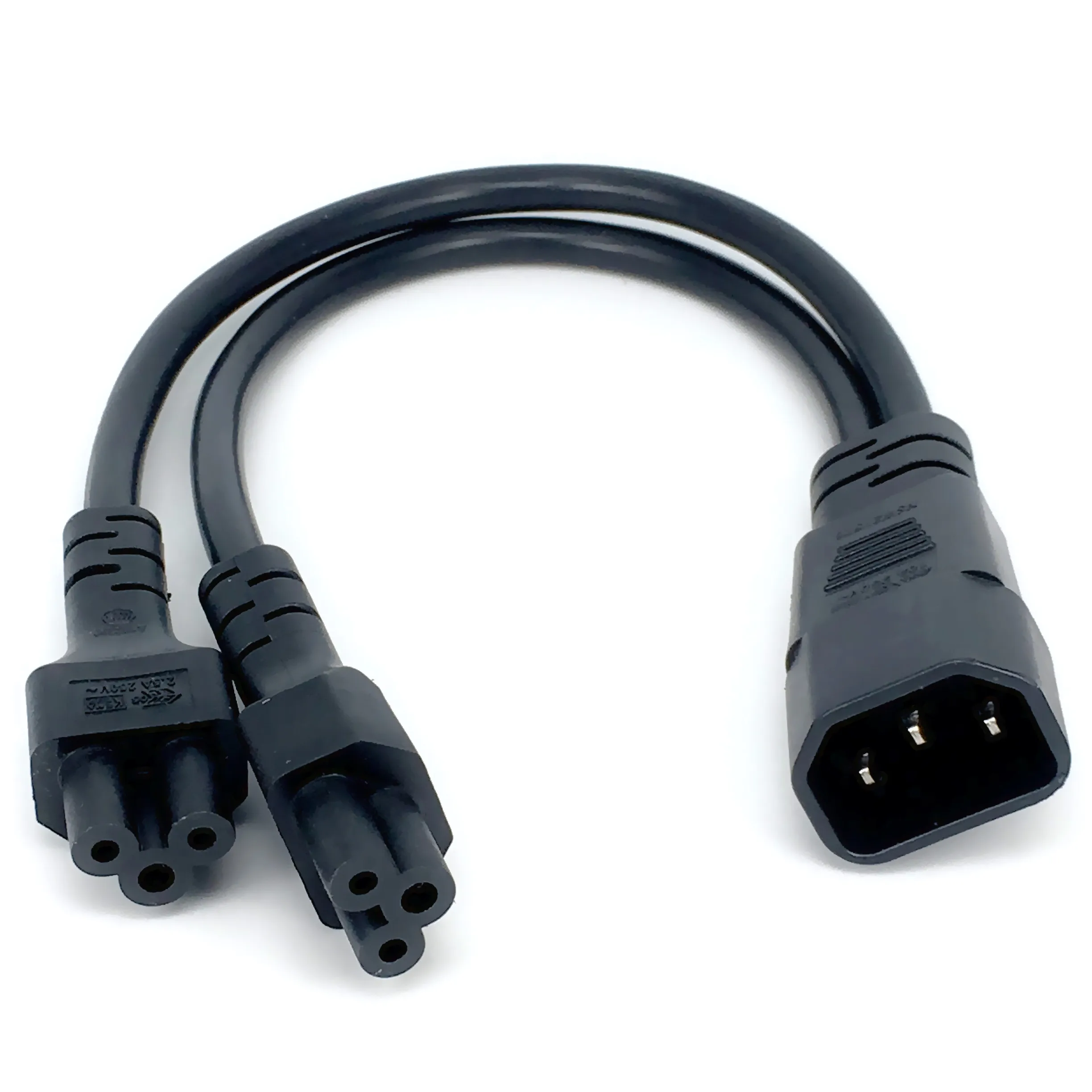 Power Y Type Splitter Adapter Cable Single IEC 320 C14 Male to Dual C5 ...