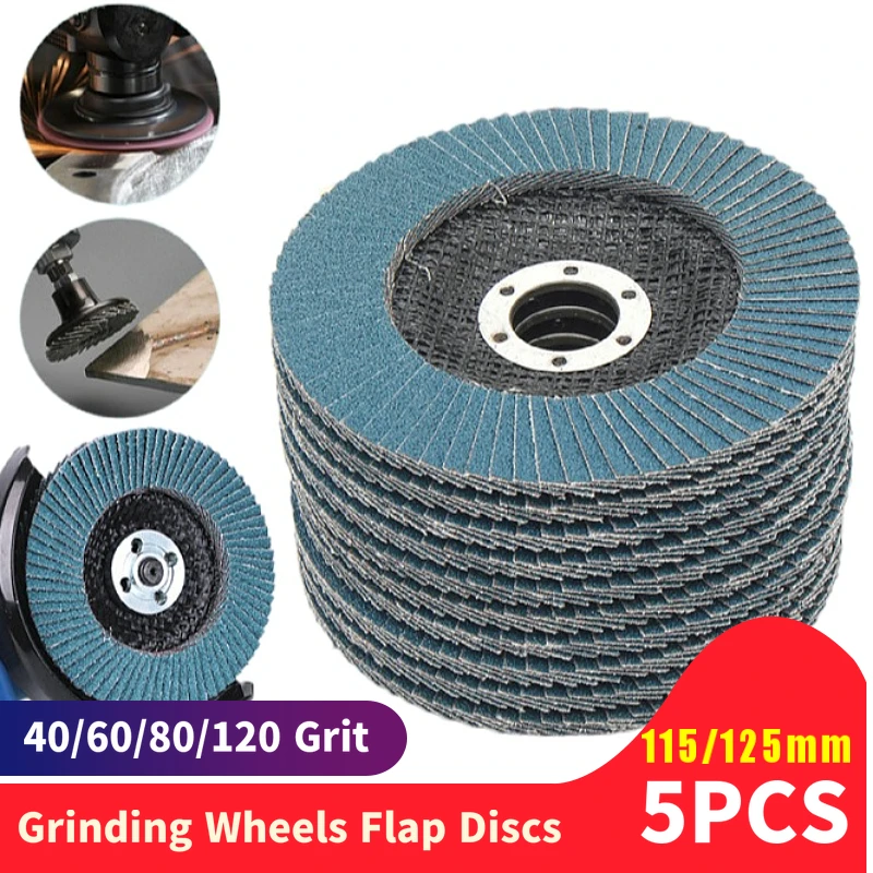 5pcs Quality Flap Disc 115/125mm Sanding Disc Abrasive pad 40/60/80/120 ...