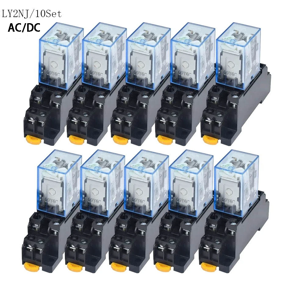 10Pcs-Relay-LY2NJ-DC12V-DC24V-AC110V-AC220V-Small-relay-10A-8-Pins-Coil ...