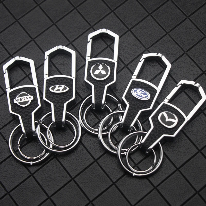 Luxury-Car-Logo-Keychain-Double-Ring-Diamond-Keyring-Men-Women-Leather ...