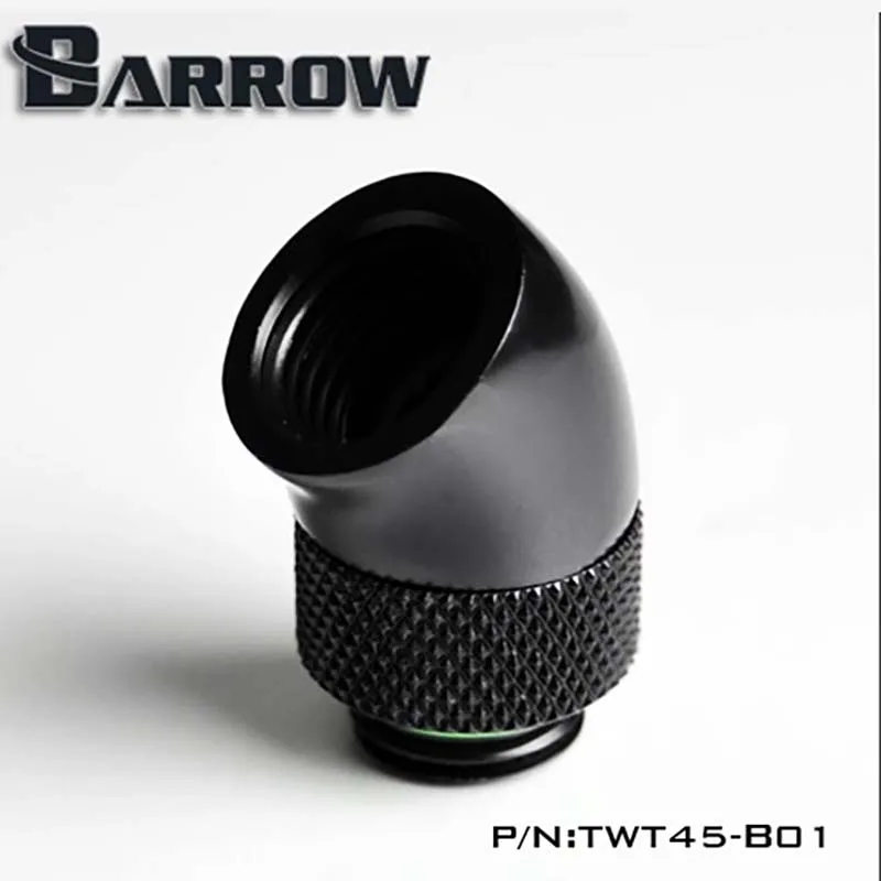 Barrow-PC-water-cooling-Fittings-45-degree-G1-4-tube-connector-Black ...
