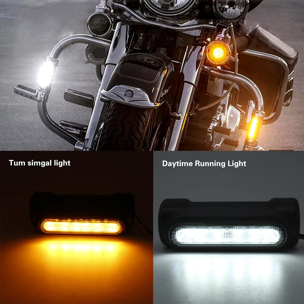 Black Chrome Motorcycle Highway Bar Lights Turn Signal Lamp For Touring ...