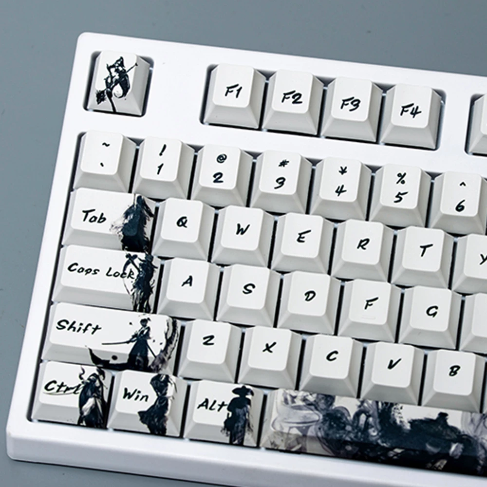 Gongfu Character Design 108keys Black White Pbt Keycaps 5side ...