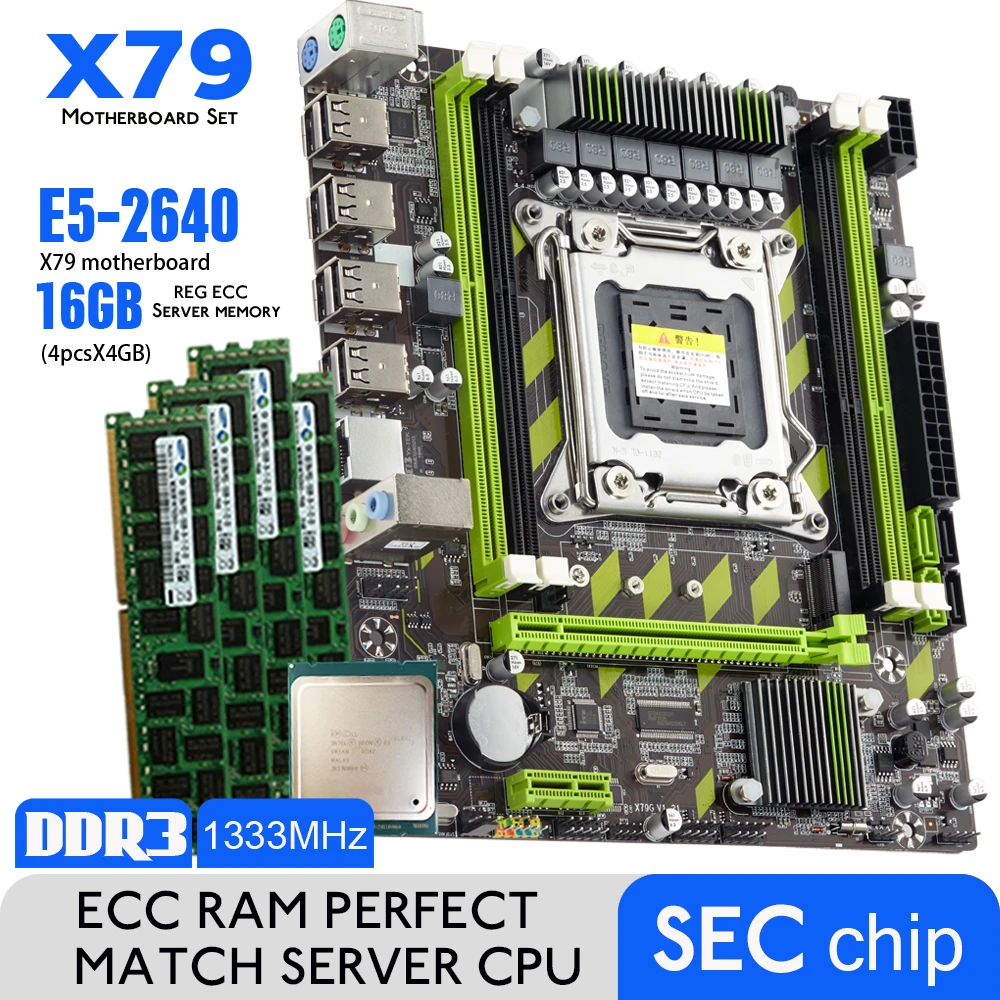 Xeon e5 2640 cpu E5 2640 X79 G x79 conjunto de placa mãe com combos lga2011 4 pces * 4gb = 16gb ...