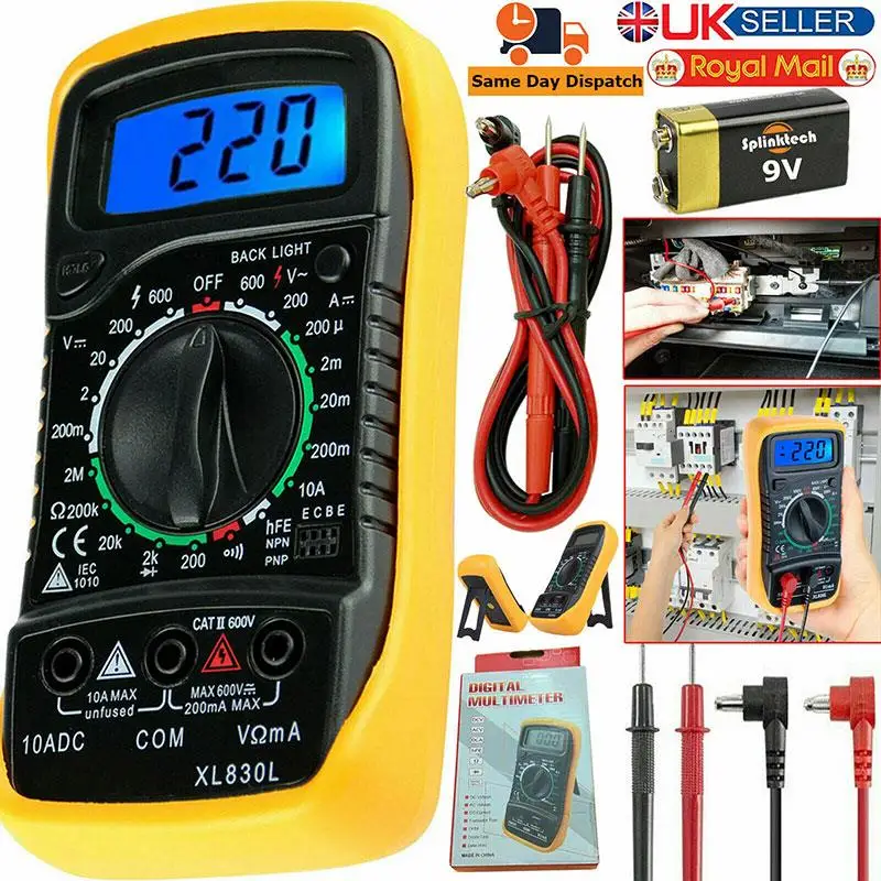 Handheld Digital Multimeter LCD Portable Voltage Tester Meter ...