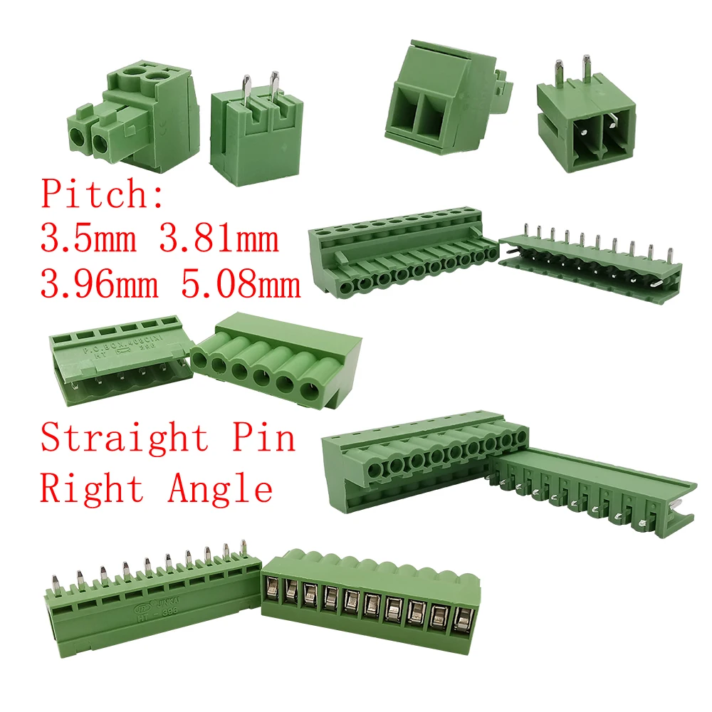 10Pair-3-5mm-3-81mm-3-96mm-5-08mm-Pitch-Straight-Pin-Right-Angle-PCB ...