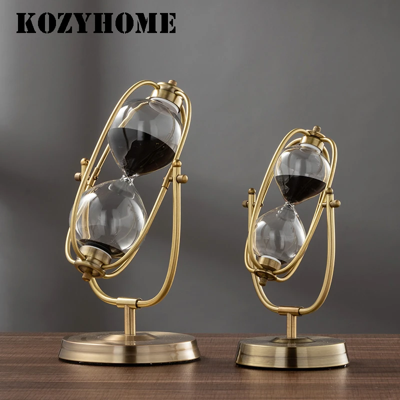 French Vintage Brass Hourglass 360° Rotating Metal Sand Clock Antique Sand Timer For Gifts ...