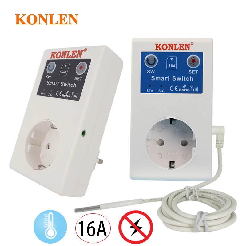 16a Gsm Sms Smart Power Socket Outlet Temperature Sensor Controller ...